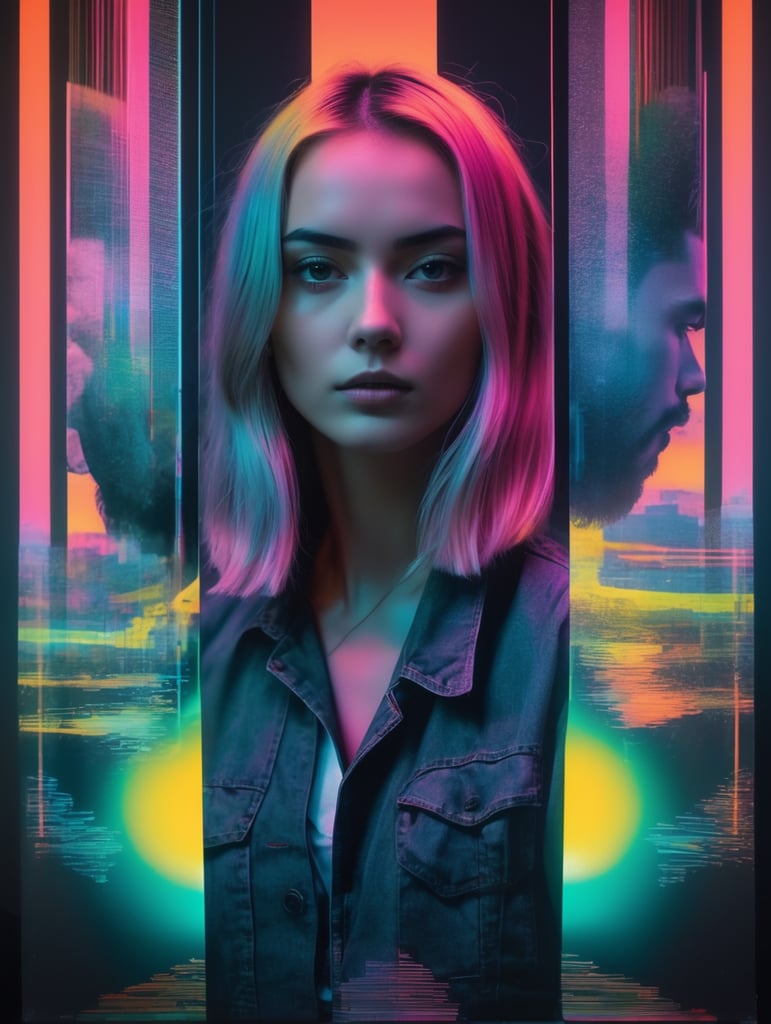 Premium Free ai Images | shifting spectra mixed multimedia portrait ...