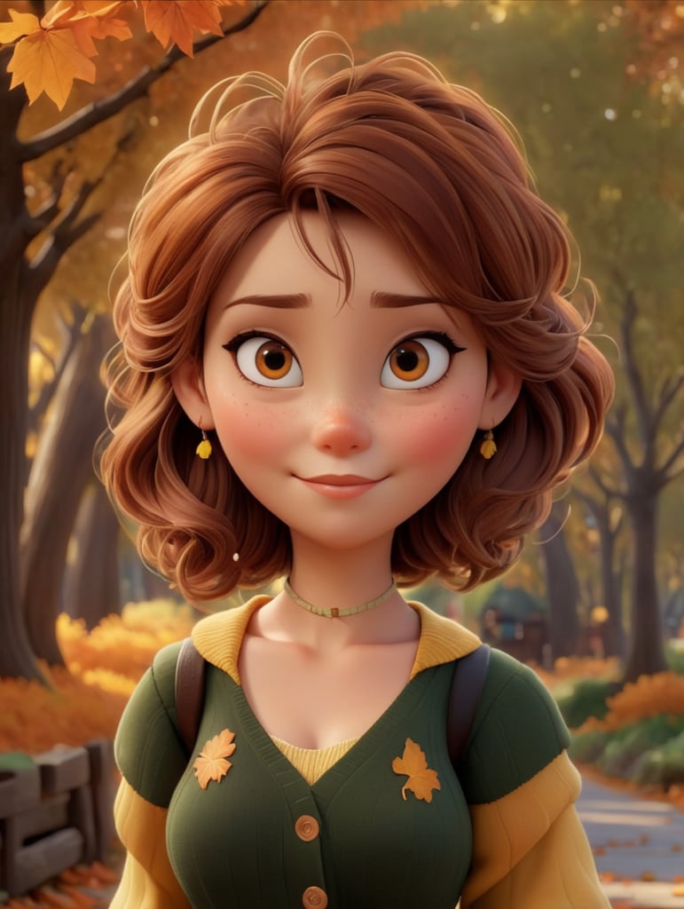 Premium Free ai Images | kind woman with brown hair no curly and amber ...