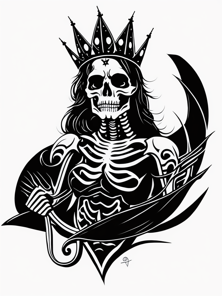 Lumenor AI Image Generation - vector art of queen skeleton tattoo