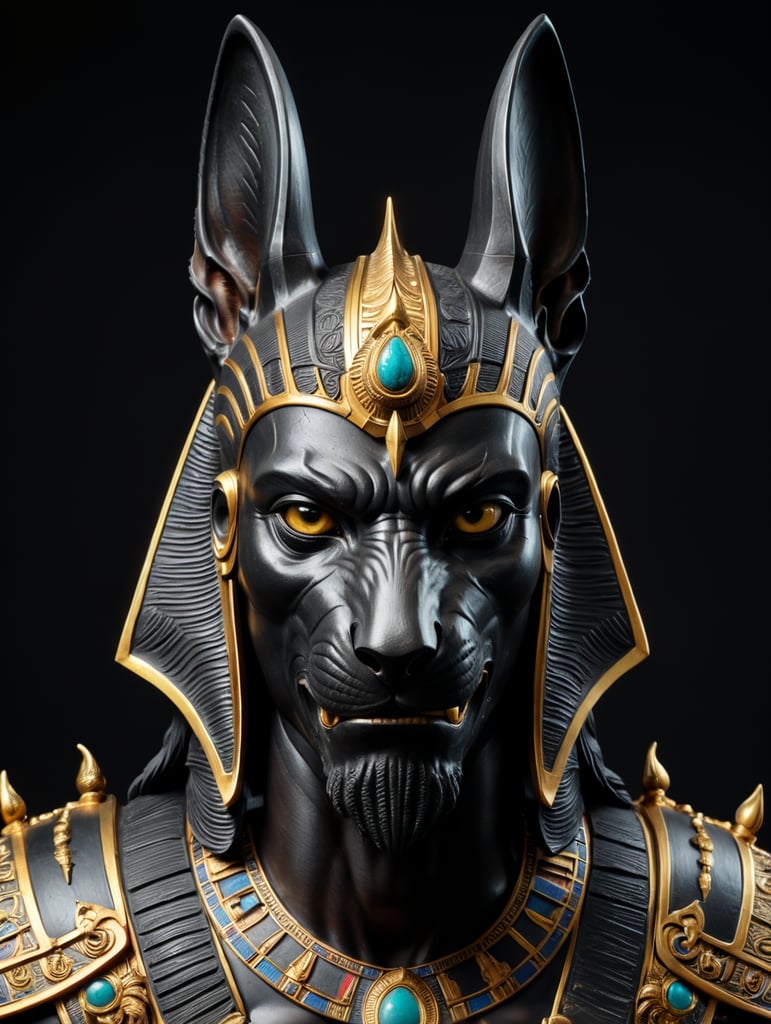 Premium Free ai Images | egyptian god anubis statue carved black wood ...