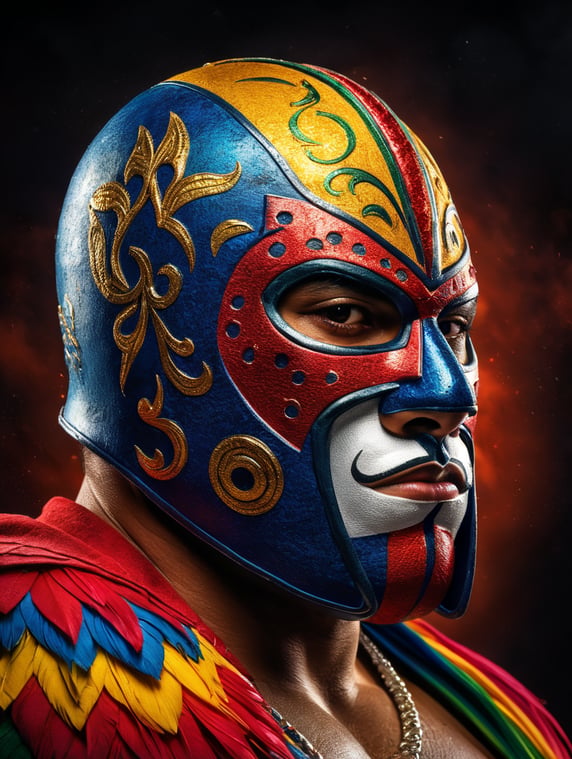 Premium Free ai Images | portrait of masked mexican wrestler vivid ...