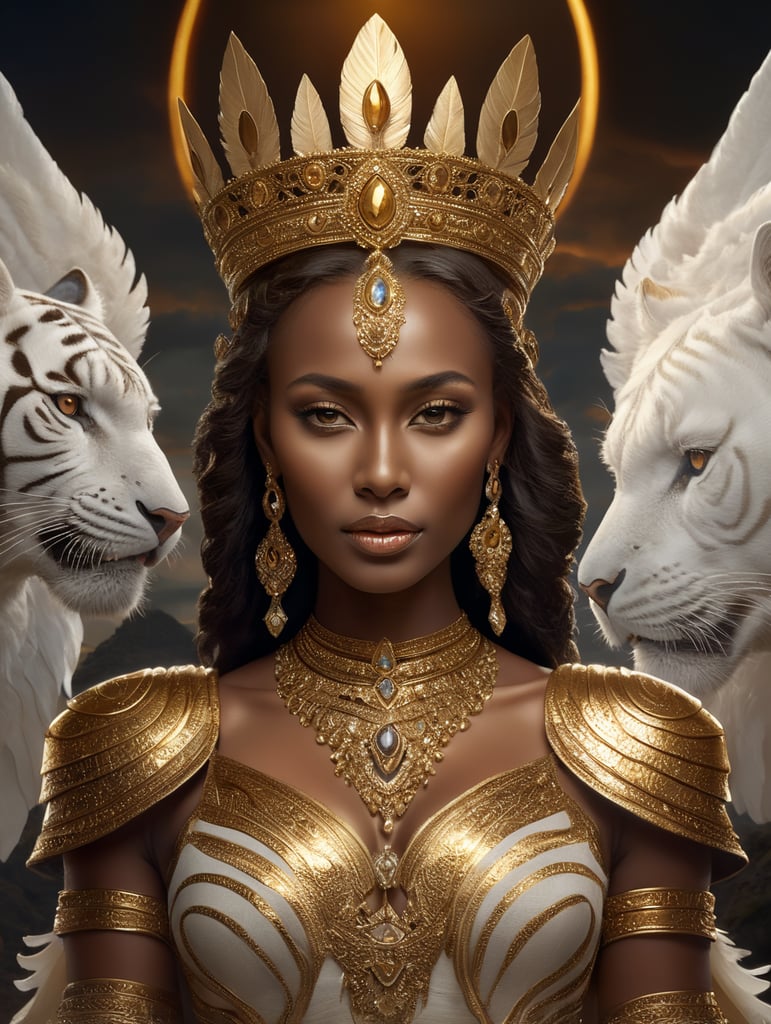 Premium Free Ai Images Nubian Princess Wearing Golden Crown With