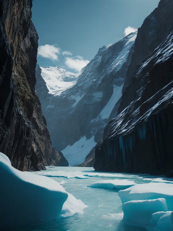 Premium Free ai Images | an ice canyon in antarctica deep colors ...