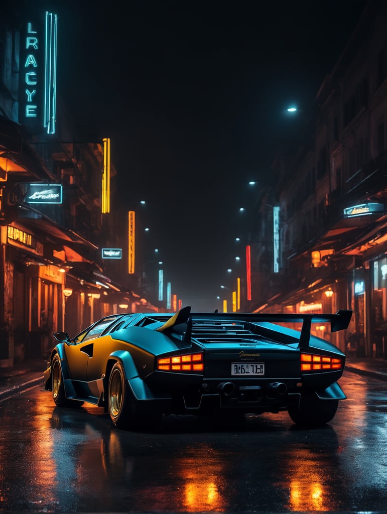 Premium Free ai Images | lamborghini countach wide body neon backgroung