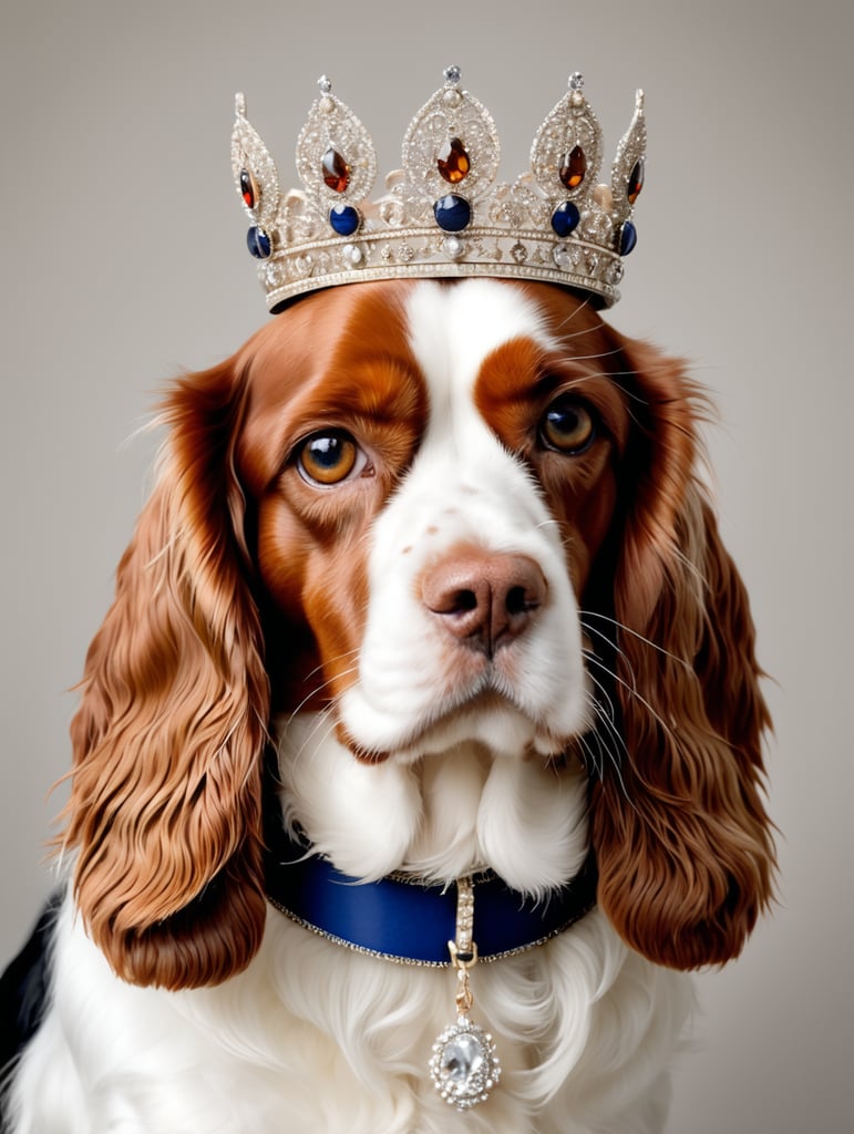 Premium Free ai Images | long eared cavalier spaniel side view sitting ...