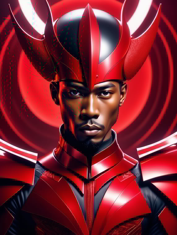 Premium Free ai Images | dark skin black male kpop idol in all red ...