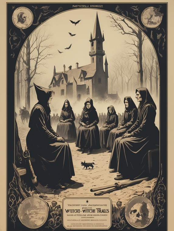 Premium Free ai Images | propoganda poster about witch trials