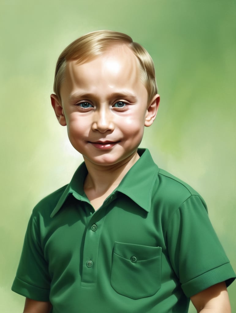Premium Free ai Images | portrait of vladimir putin as kid happy with ...