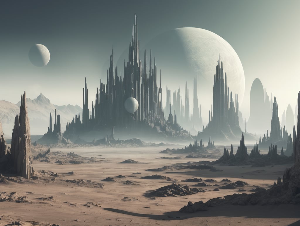 Premium Free ai Images | an abandoned alien city on planet with no ...