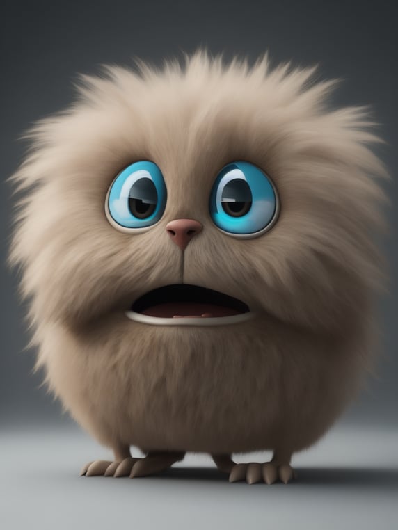 Premium Free ai Images | funny fluffy character with smile and big eyes