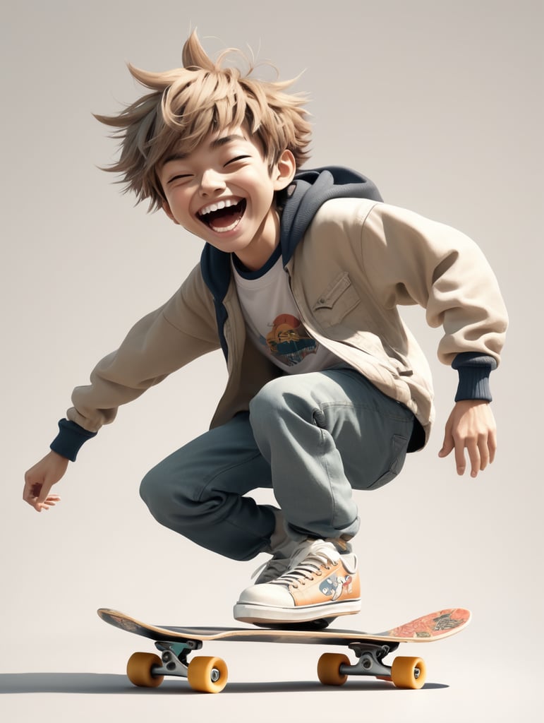 Premium Free ai Images | anime skateboarder character rolling and laughing