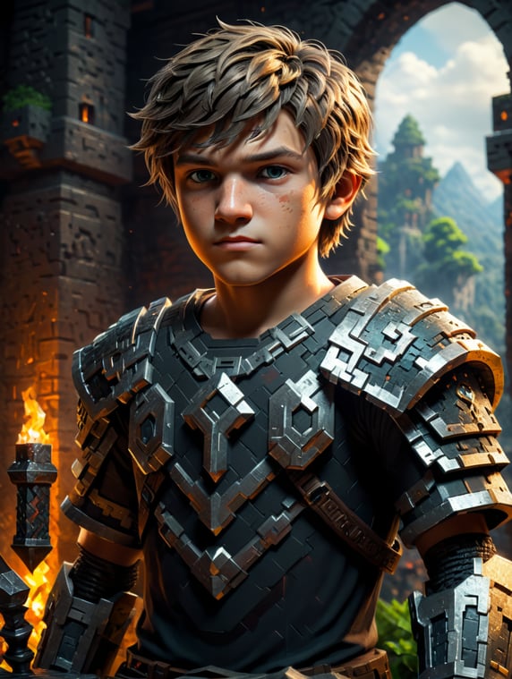 Premium Free ai Images | minecraft boy