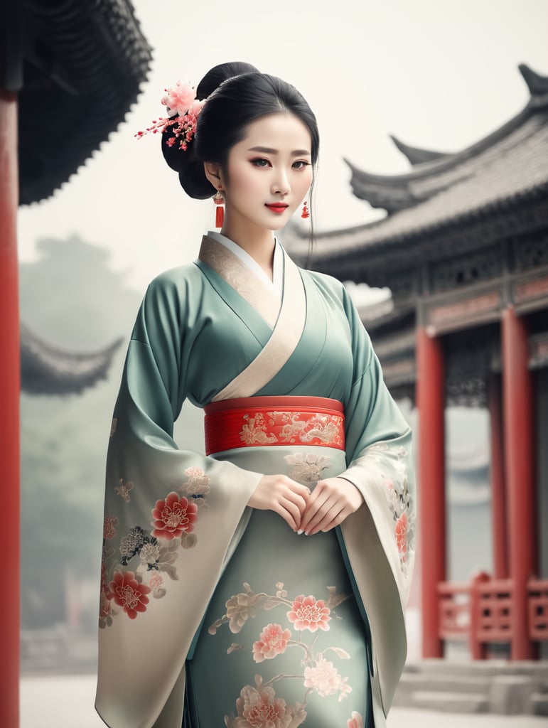 Premium Free ai Images | chinese traditional beautiful lady full body image