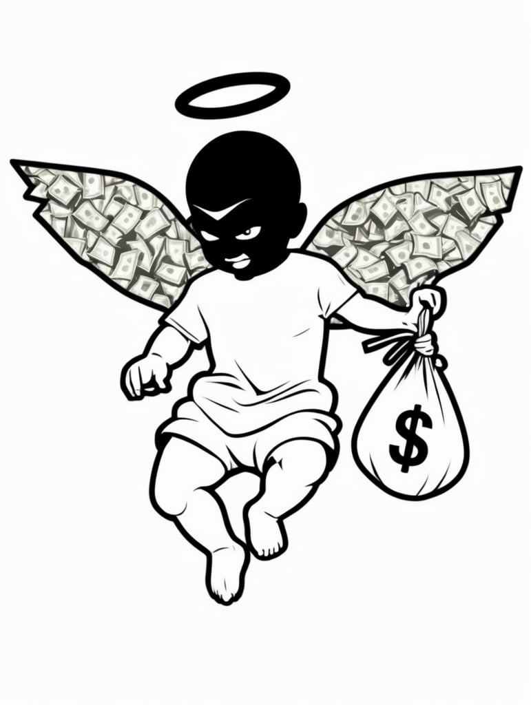 Premium Free ai Images | gangsta baby cheerub boss sticker with bag of ...