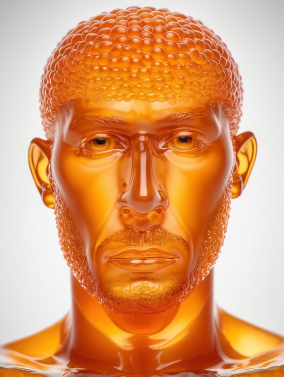 Premium Free ai Images | portrait of translucent orange man made from ...
