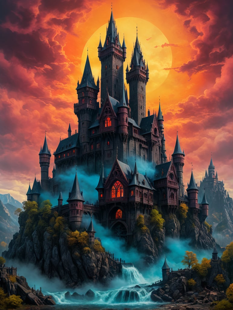 Premium Free ai Images | daytime view of gothic horror castle with ...