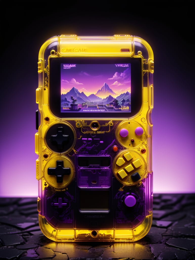Premium Free ai Images | render retro tiny cute yellow game boy ...