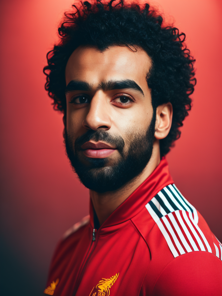 Premium Free ai Images | mohamed salah portrait in red liverpool ...