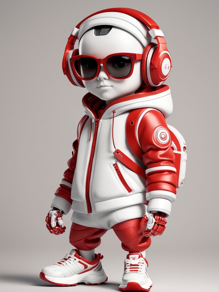 Premium Free ai Images | red and white cute style robot wearing stylish ...