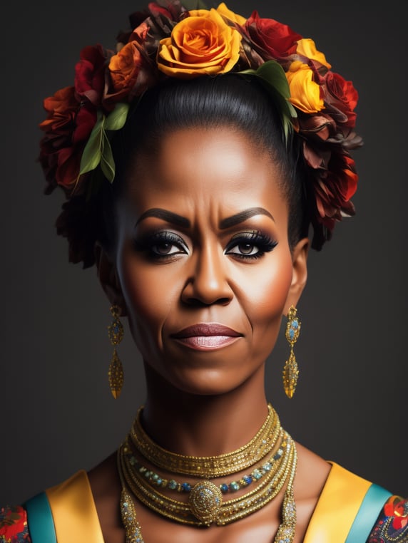 Premium Free ai Images | portrait of michelle obama bright and ...