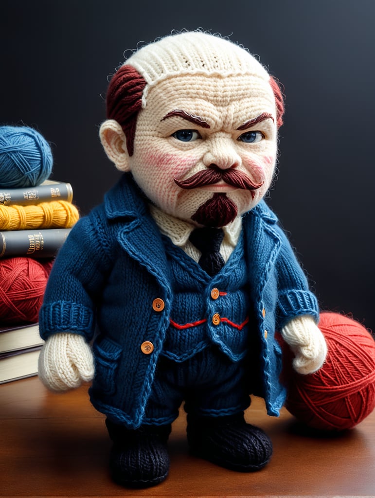 Premium Free ai Images | geeky handcrafted delight lenin knitted toy ...