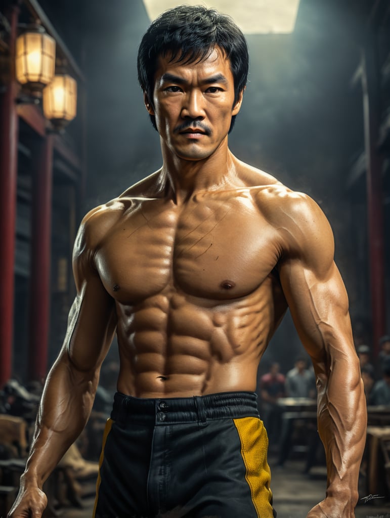 Premium Free ai Images | bruce lee standing looking at camera