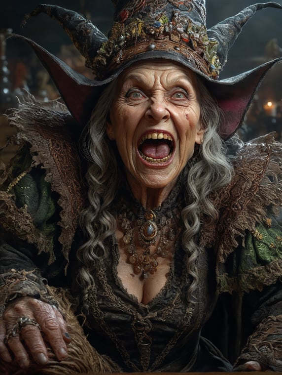 Premium Free ai Images | wimsical scary witch with asmirk and rotten ...