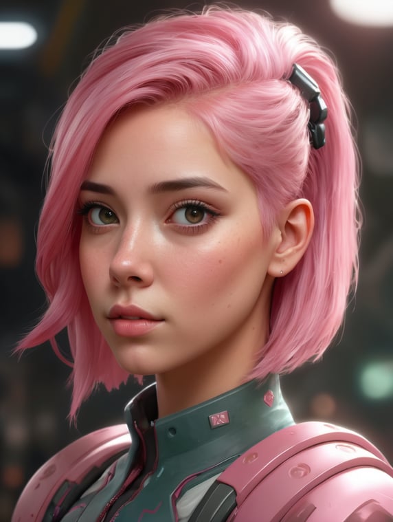 Premium Free ai Images | digital painting of girl with pink hair character portrait by grillo ...