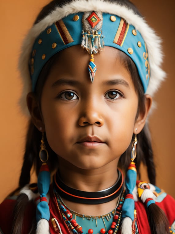 Premium Free ai Images | native american girl years old in national dress