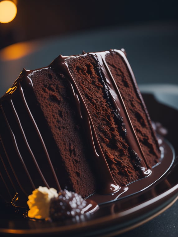 Premium Free ai Images | macro photography of chocolate cake the camera ...