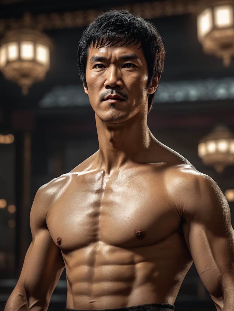 Premium Free ai Images | bruce lee standing looking at camera