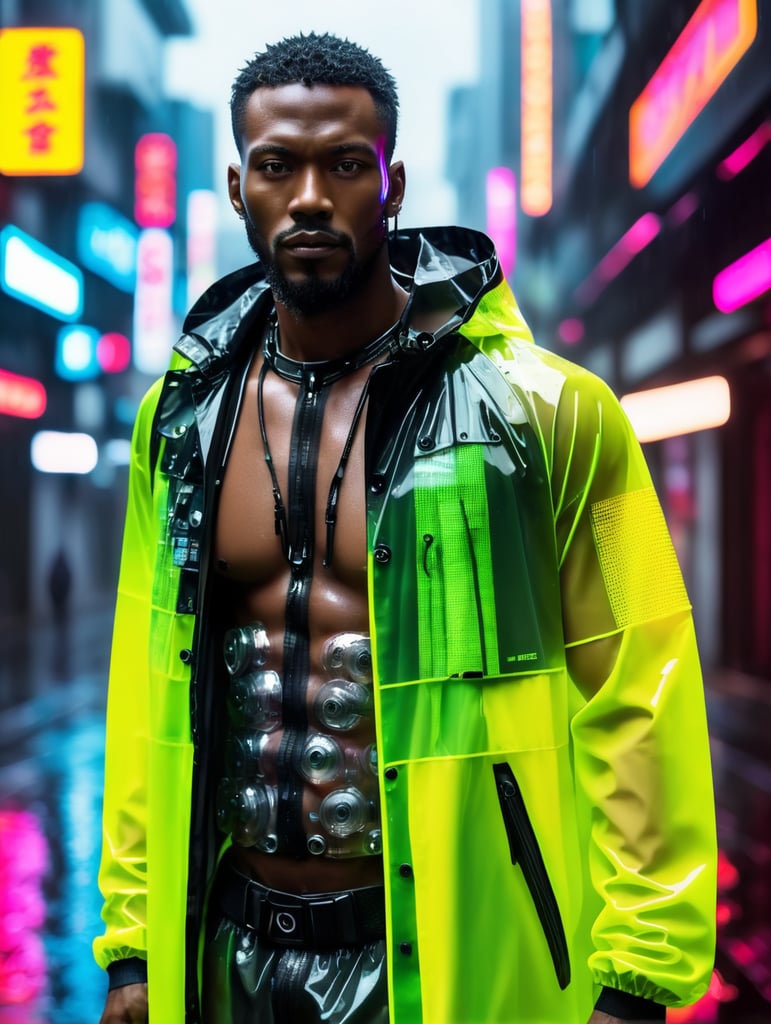 Lumenor AI Image Generation - cyborg black man wearing transparent ...