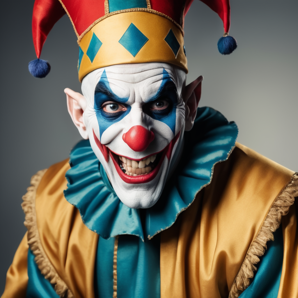 Premium Free ai Images | scary jester pealing his face off