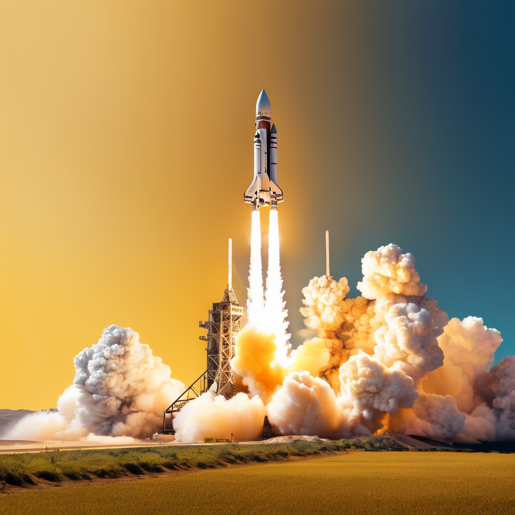 Premium Free ai Images | rocket launch isolated on yellow background