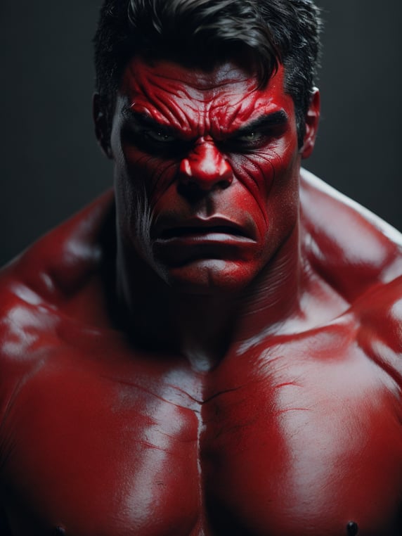 Lumenor AI Image Generation - red hulk detailed face