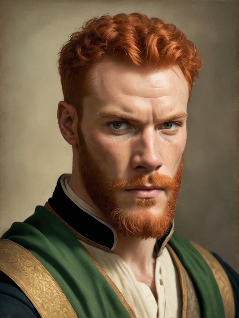 Premium Free ai Images | stron red haired man th century boxer irish ...