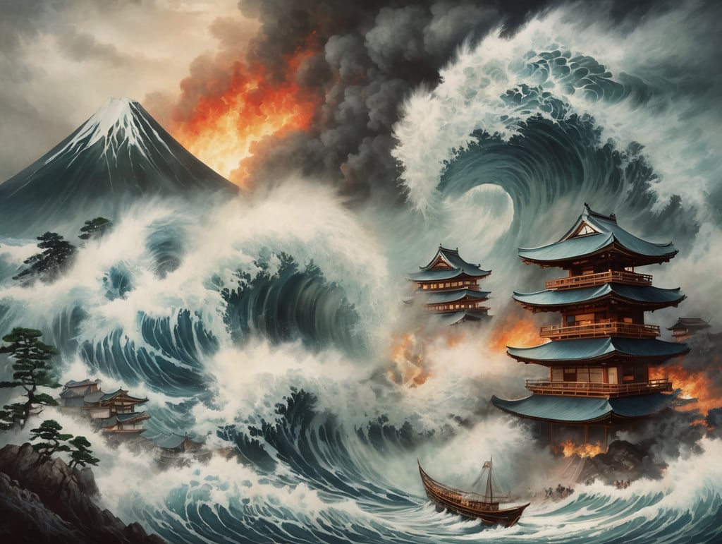 Premium Free ai Images | epic photograph of an earthquake in japan ...