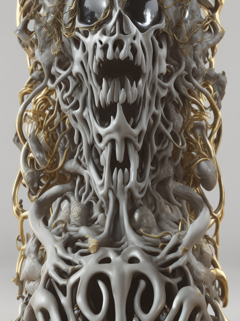 Premium Free ai Images | black color biomorphic topologies bones and gold