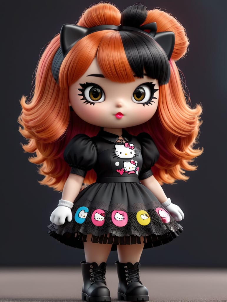 Premium Free ai Images | hello kitty with half black half ginger hair ...