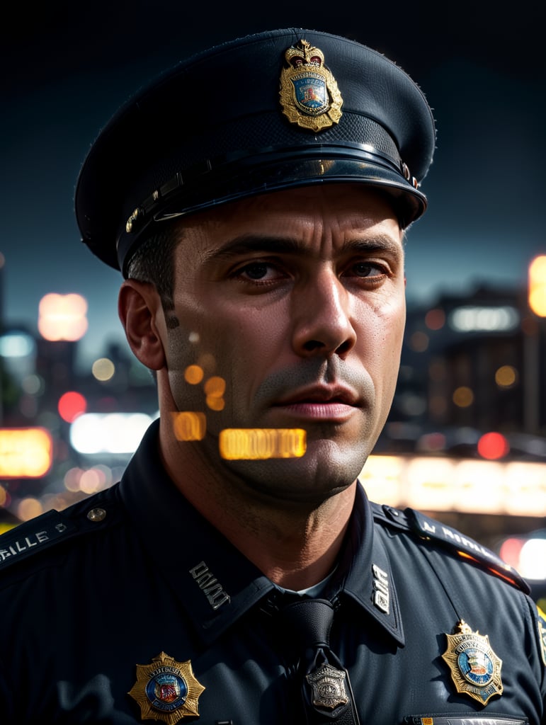 Premium Free ai Images | epic portrait of police officer city crime british columbia crime canada