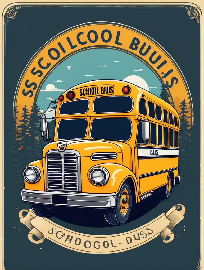 Premium Free ai Images | vector classic school bus with hand drawn ...