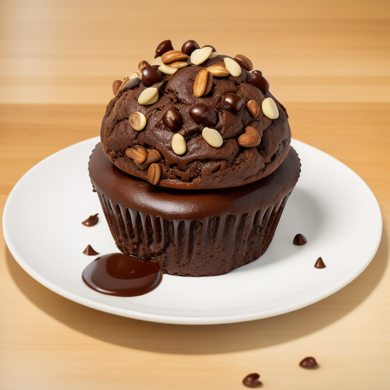 Premium Free ai Images | chocolate muffin with nuts on plate focus on ...