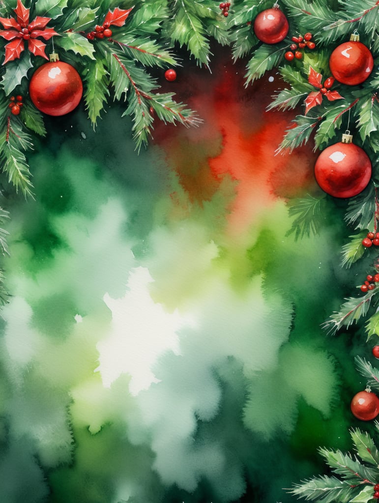 Premium Free ai Images | watercolor red and green christmas background ...
