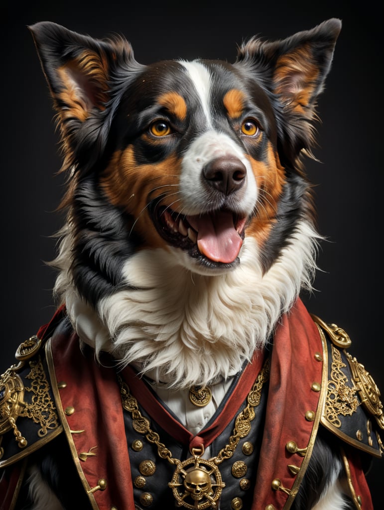 Premium Free ai Images | baron brown border collie dog pirate