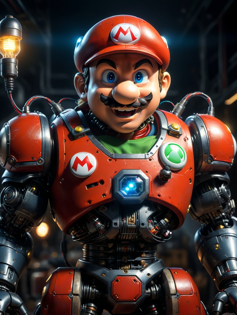 Premium Free ai Images | super mario bros robotic made with cables and ...