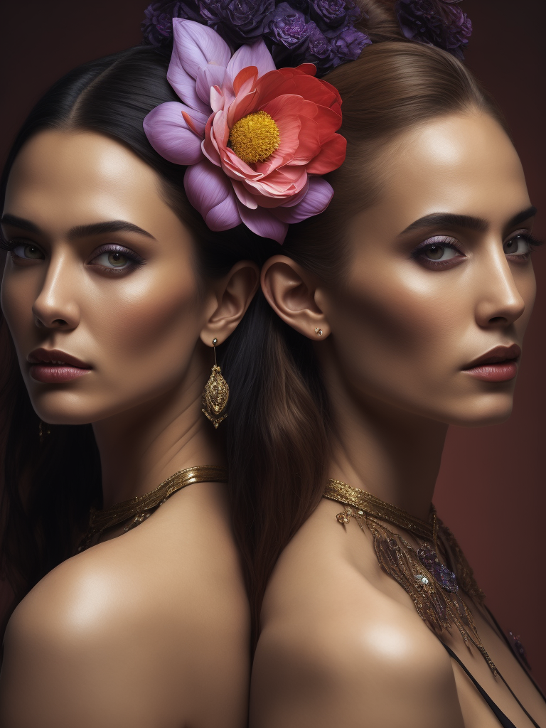 Lumenor AI Image Generation - women twins with flower style of james ...