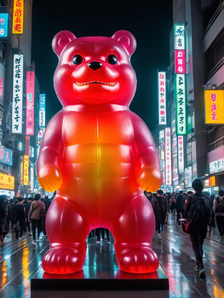 Premium Free ai Images | giant japanese gummy bear godzilla translucent ...