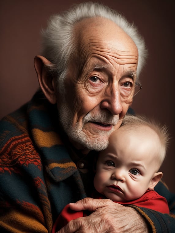 Premium Free ai Images | year old old man holding baby in his arms cute ...