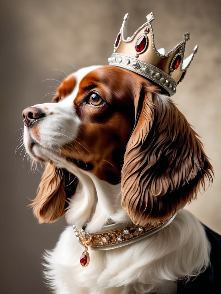Premium Free ai Images | long eared cavalier spaniel side view sitting ...