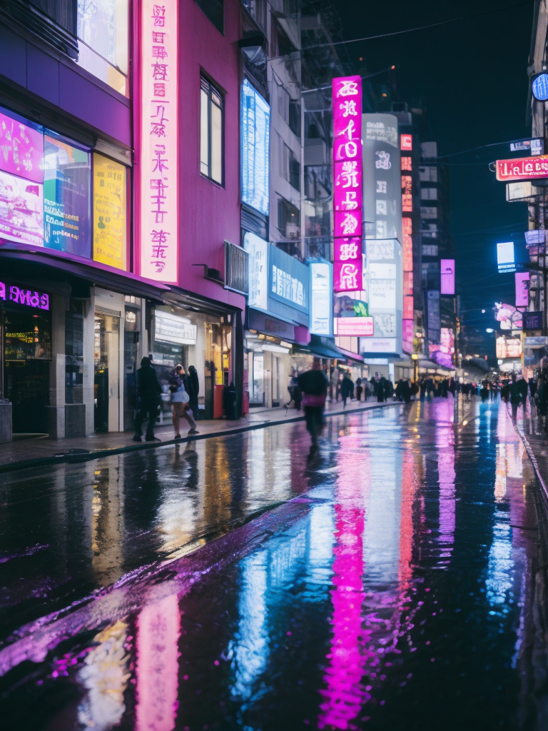 Premium Free ai Images | little tokyo street at night in neon light ...